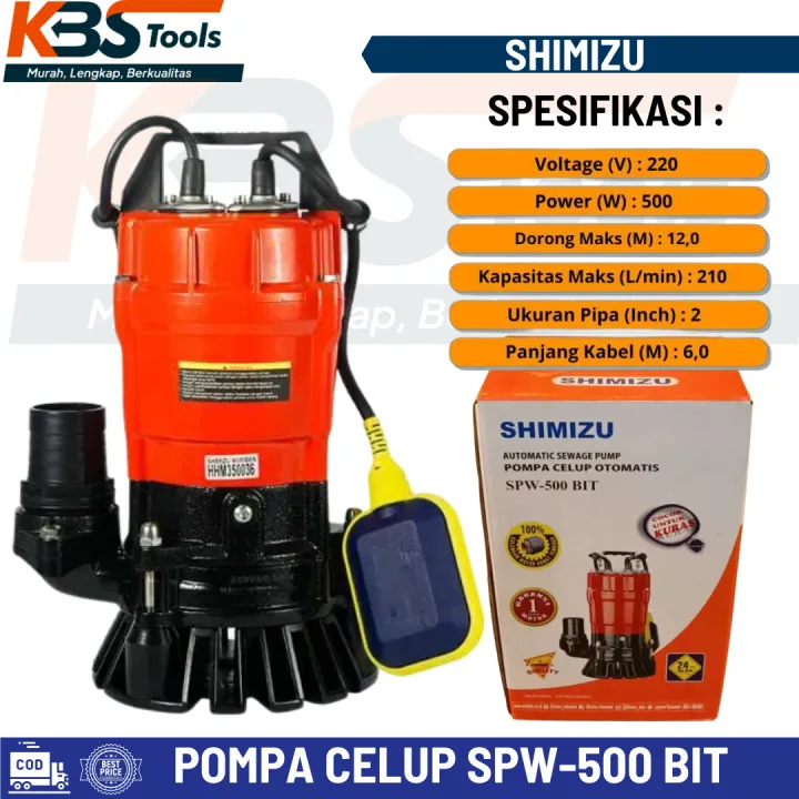Pompa Celup Otomatis Shimizu SPW 500-BIT Air Bersih Kotor 2" Inch 500W ...