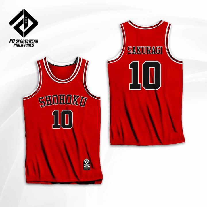 SHOHOKU RED SAKURAGI RUKAWA AKAGI MITSUI MIYAGI FULL SUBLIMATED JERSEY ...