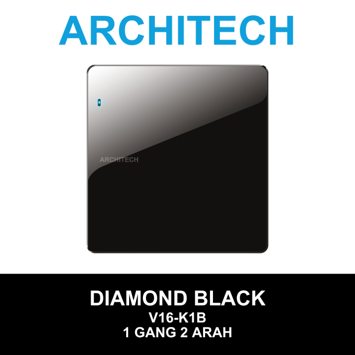 ARCHITECH Diamond Black V16-K1B Sakelar/Saklar/CETEK 1 Gang 2 Arah FULL ...