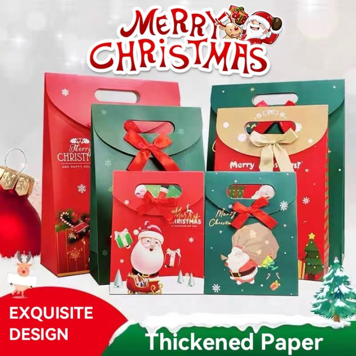 12 PCS Christmas Gift Bag Santa Claus Gift Bag Cartoon Christmas Candy ...