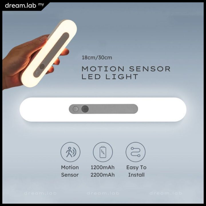 Motion Sensor Light LED 2200mAh Night Light USB Rechargeable Battery ...