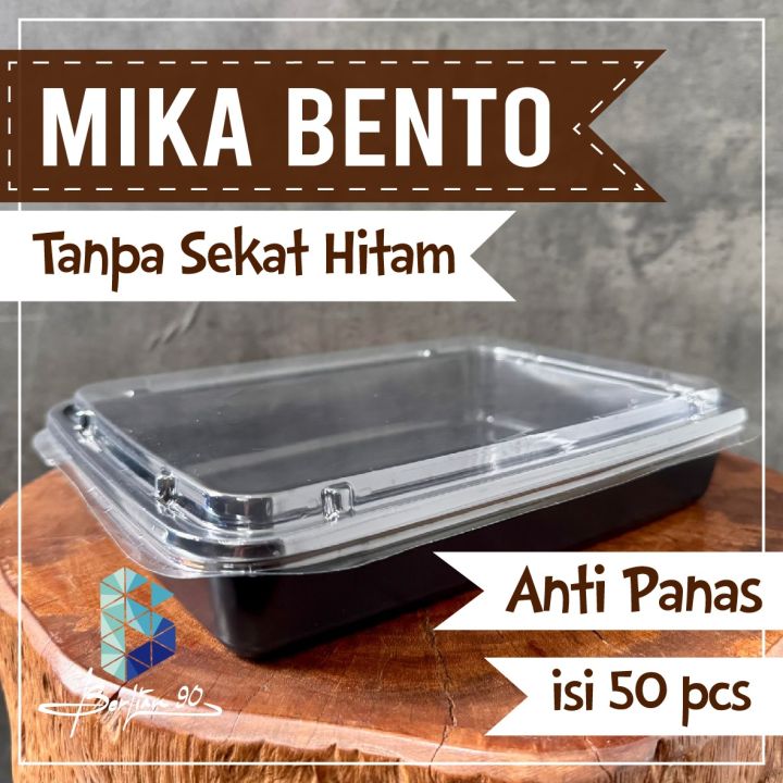 Mika Bento Tanpa Sekat ISI 50 / Tray Bento / Kotak Makan Mika HITAM ...