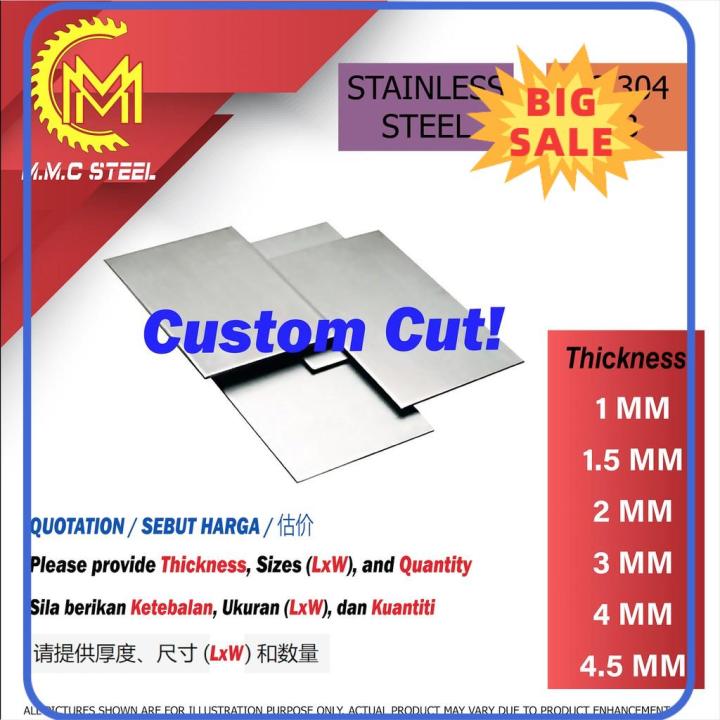 ⭐ ⭐READY STOCK⭐ ⭐ Custom Cut Stainless steel plate SS304 1mm1 ...