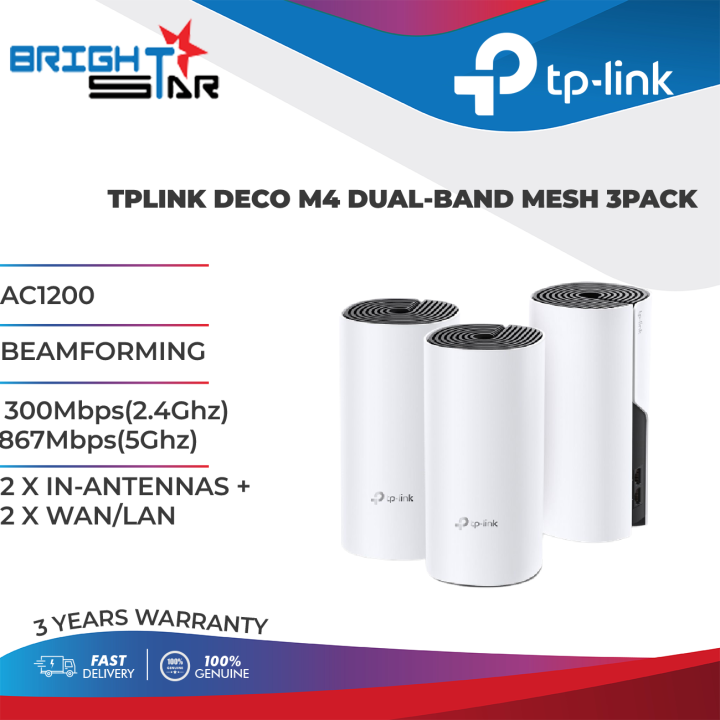TPLINK DECO M4 DUAL-BAND MESH 3PACK / AC1200 / 300Mbps(2.4Ghz) 867Mbps ...