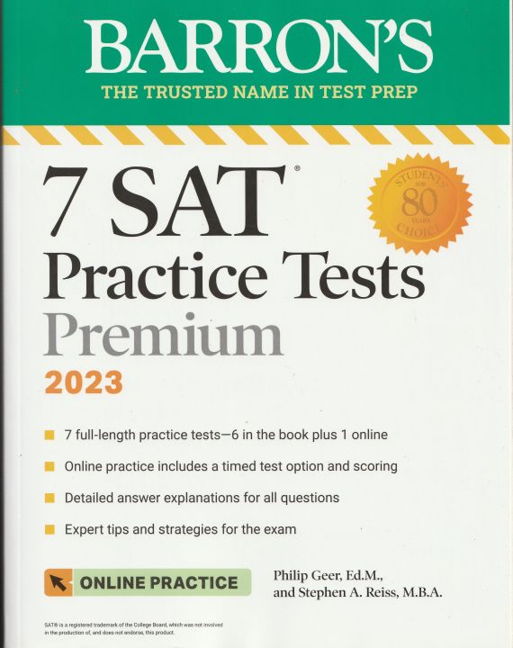 BARRON'S 7 SAT PRACTICE TESTS 2023 (WITH ONLINE PRACTICE) (4th ED.) ️ ...