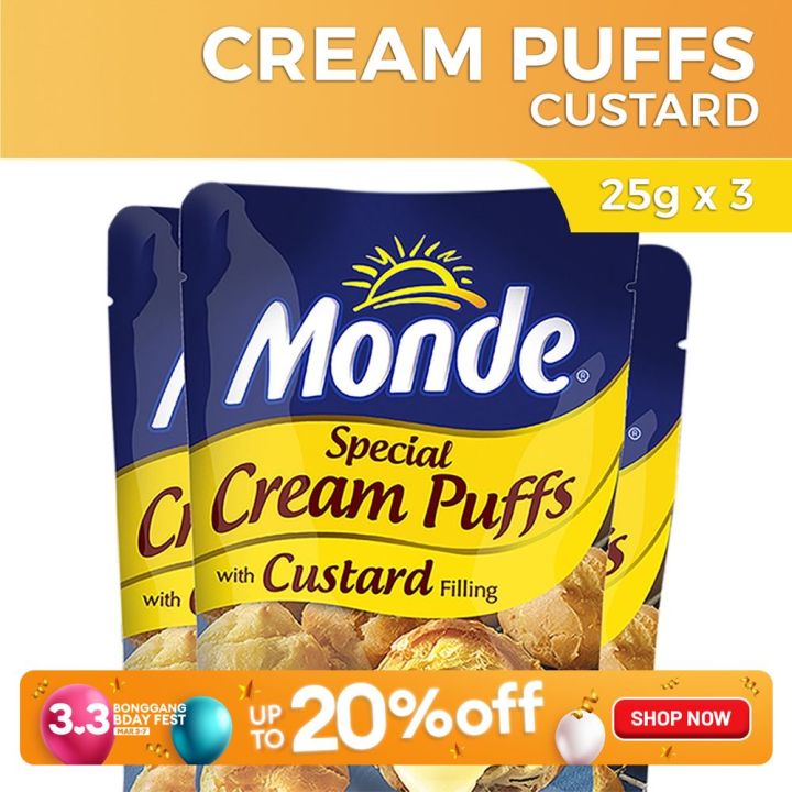 Monde Special Cream Puffs Custard 25gx3 | Lazada PH