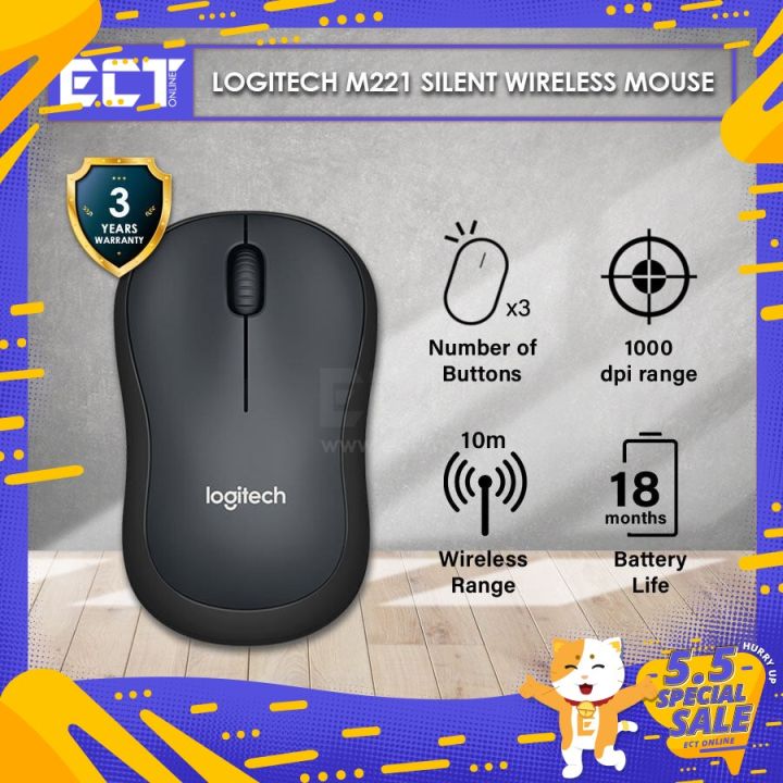 Logitech M221 Silent Wireless Mouse - Charcoal / Blue / Red / Off White ...