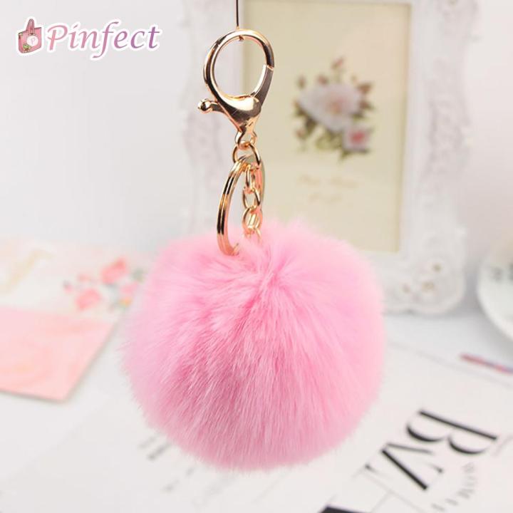 Pinfect Soft Fluffy Plush Pom Pendant Keychain Rabbit Fur Ball Key ...