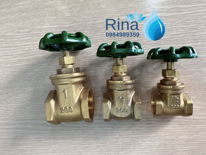 Van Cửa Sanwa Đồng Thau Phi 21 - 27 - 34, van tổng, van xoay tay xanh ...