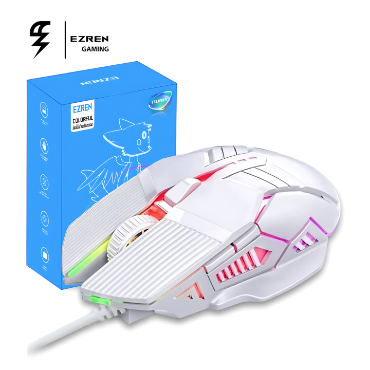 Ezren M800 Gaming Mouse USB 6 Button LED Mouse Slinet Click White ...