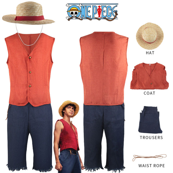Anime Live Version One Piece Luffy Cosplay Costume TV Series Monkey D ...