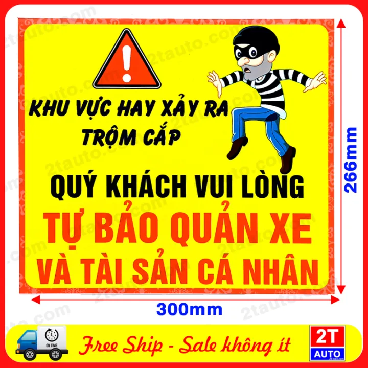 Logo tấm dán sticker nhắc nhở xảy ra trộm cắp khách hàng tự bảo quản xe ...
