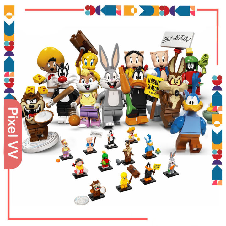 Looneys Tunes Building Blocks Toy Bunny Martian Duck Pig Cartoon Mini ...