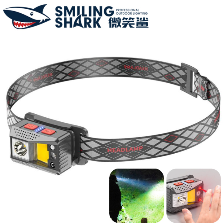 SMILING SHARK LED Headlight Induction Work Light 9Mode Type-c ...