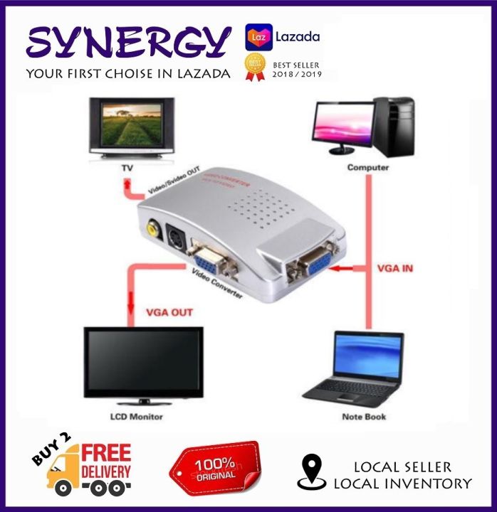 VGA to TV AV RCA Signal Adapter Converter Video Switch Box - LKV-2000/C ...