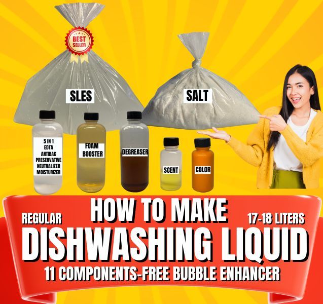 DIY DISHWASHING LIQUID KIT 17-18LITERS YIELD FREE BUBBLE ENHANCER ...