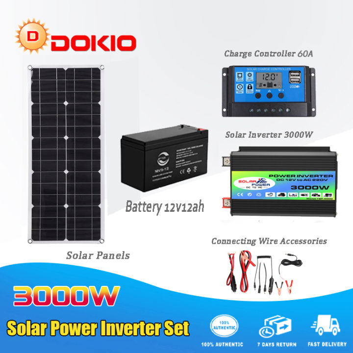DOKIO Solar Panel Battery with inverter Set home 3000w Power Inverter ...