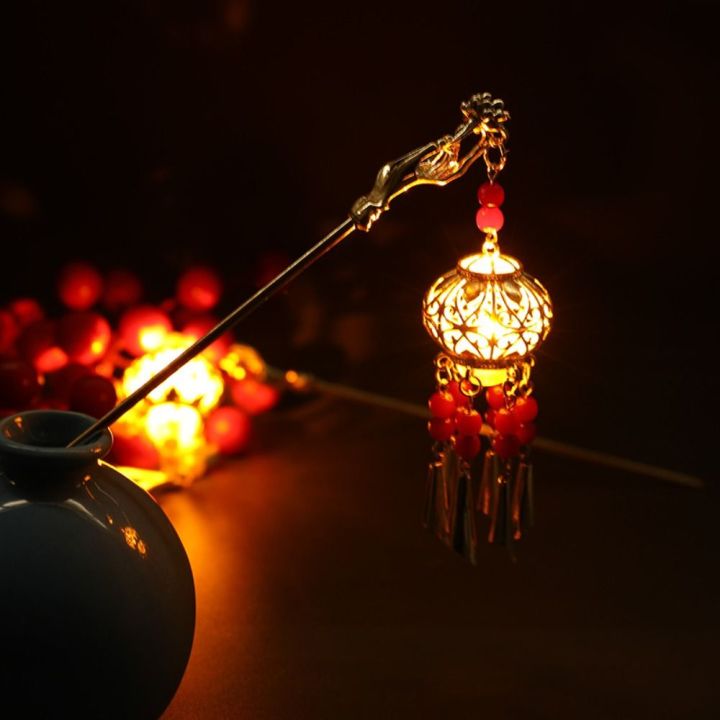 BGGK Tính khí Retro Quà Tặng Tóc Ngã Ba Hợp kim Sáng Phụ nữ Tóc Phụ Kiện Đèn lồng Tóc Thanh Kiểu ...