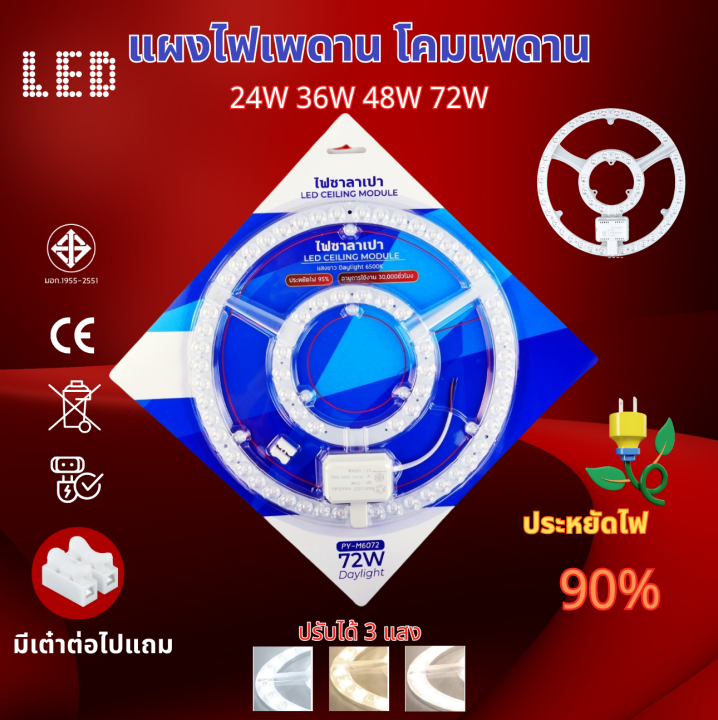 แผงไฟเพดาน LED 24W/36W/48W 72W หลอดLED สำหรับโคมเพดานกลม ตัวใช้แทนหลอดนีออนกลม รุ่นประหยัด พร้อม ...