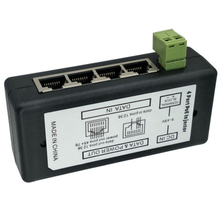 (UYJA) 4 Port POE Injector for CCTV Surveillance IP Cameras Power Over ...