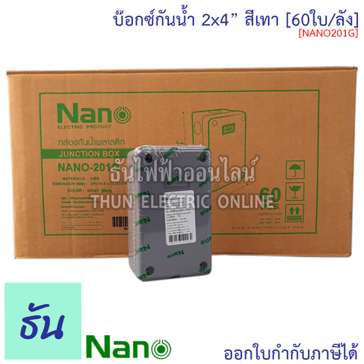 Nano [แพ็ค60-10ชิ้น] บ๊อกซ์กันน้ำ สีเทา 2x4"(NANO201G), 4x4"(NANO202G), 5x10"(NANO203G), 6x6 ...