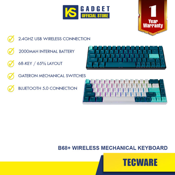 Tecware B68+ Wireless Mechanical Keyboard (BLACK WHITE) | Lazada