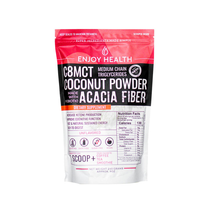 Enjoy Health Pure C8 Coconut MCT Powder with Prebiotic Acacia Fiber ...