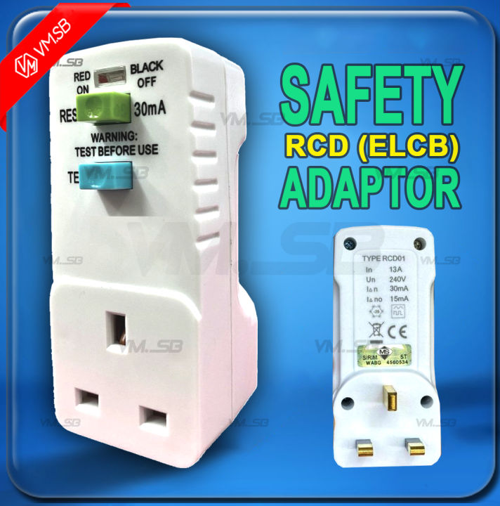 Adaptor Power Protection RCD ELCB Safety 10mA 30mA UK Plug Tester 230V ...