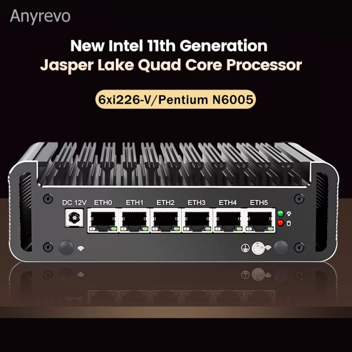 6 LAN 2.5G Soft Router Pentium N6005 Intel i226-V 2*DDR4 Slot NVMe ...