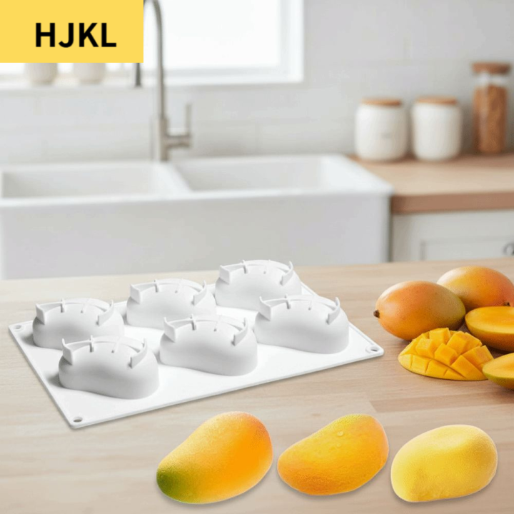 HJKL 6 ช่อง แม่พิมพ์เค้กรูปมะม่วง ปลอดสารพิษ ไม่ติด แม่พิมพ์เค้กมูส ...