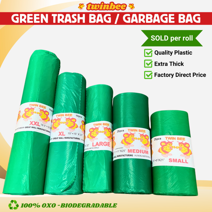 1 ROLL Green Garbage Bag Trash Bag Biodegradable and Compostable Bags ...