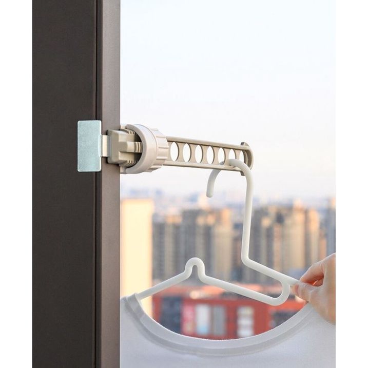 Portable Indoor Balcony 8 Hole Clothes Hanging Rack Window Frame Hanger ...