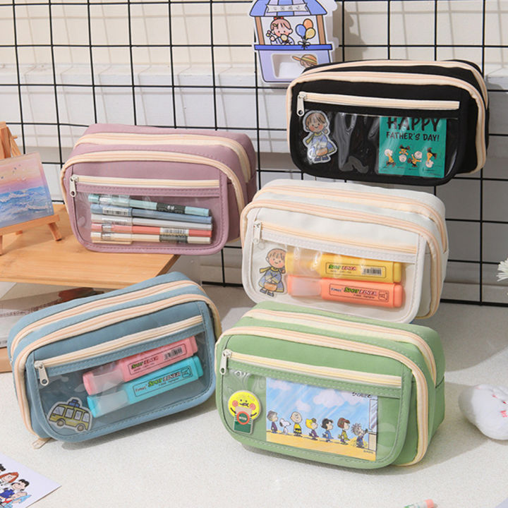 Student Simple Large-Capacity Pencil Case Transparent Multi-Layer ...