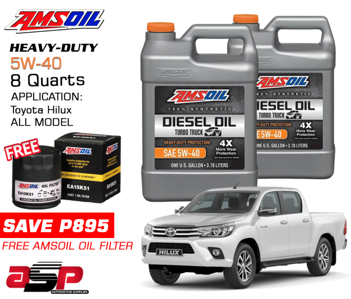 AMSOIL Heavy-Duty Turbo Truck 100% Synthetic Diesel Engine Oil 5W-40 8 ...