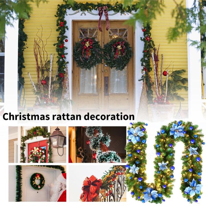 【High Quality】Christmas 8.8 ft Garland Rattan with LED Light Decoration ...