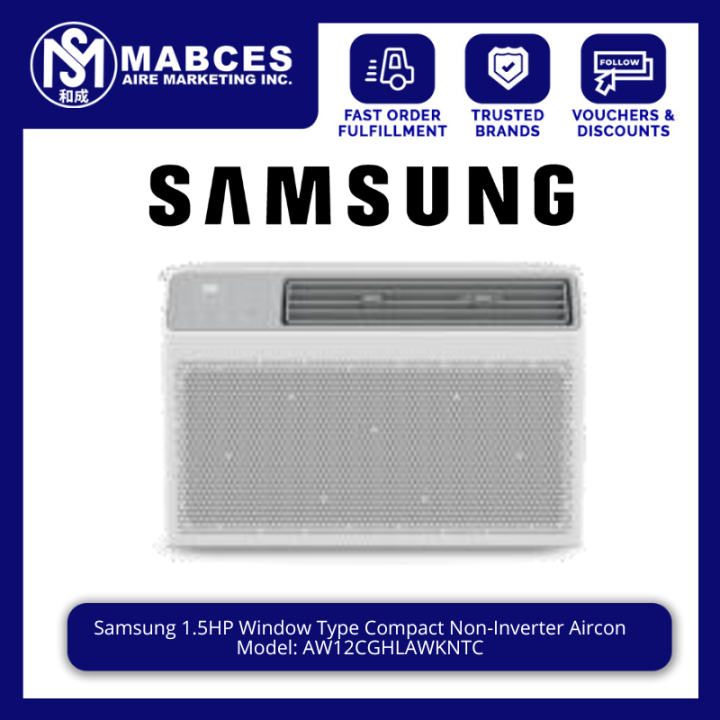 Samsung 1.5HP Window Type Compact Non-Inverter Aircon AW12CGHLAWKNTC ...