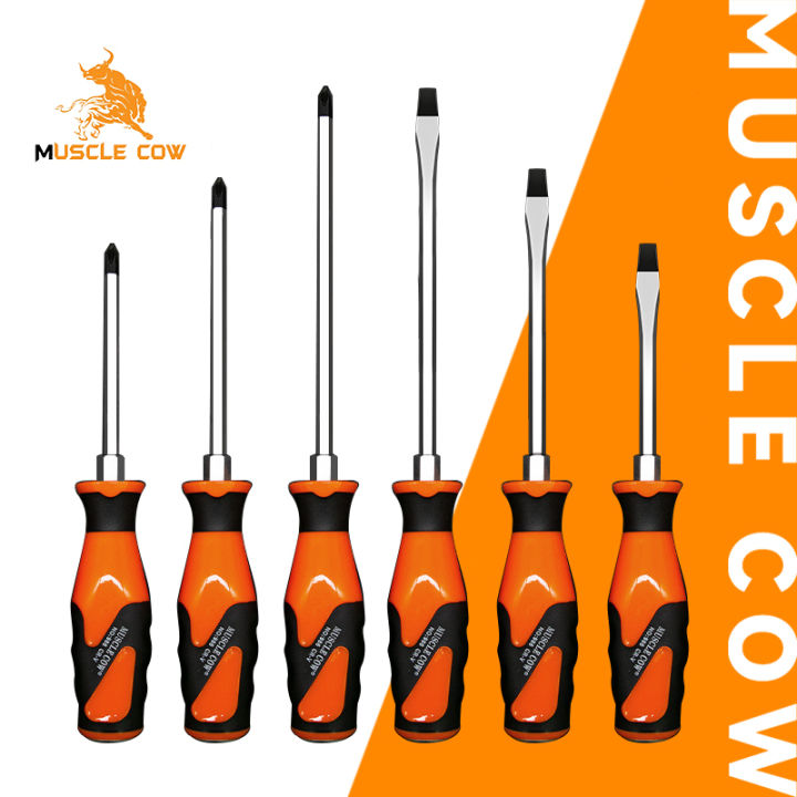 MUSCLE COW ไขควงด้ามยาง ปลายแม่เหล็ก ไขควงปากแฉก ไขควงปากแบน 3 ขนาด 4 6 ...