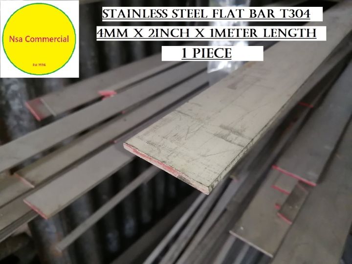 Stainless Steel Flat Bar 4mm x 2 inch x 1 Meter Length T304 (Mill ...