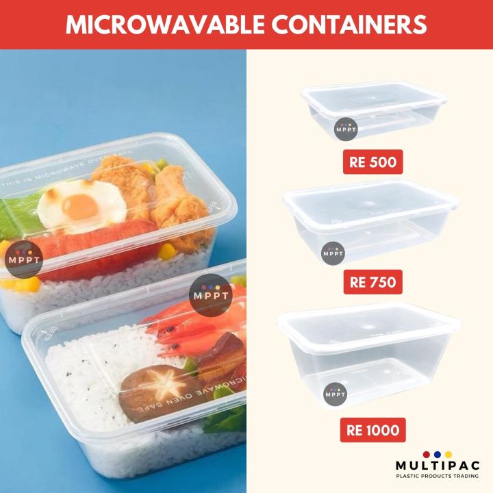 [10 PCS] - Rectangular Microwavable Containers (RE500, RE750, RE1000 ...