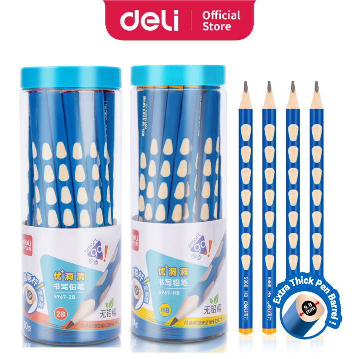 Deli Graphite Pencil Extra Thick Extra Grip Triangular Barrel 2B Exam ...