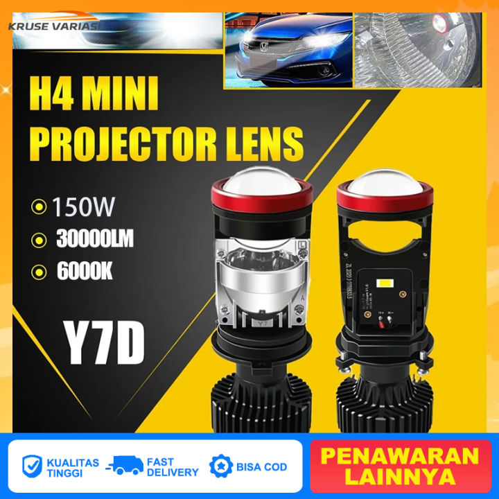 2PCS Lampu Led Mobil Dan Motor H4 Mini Projector Projie Y7D Y13 Y14 Y15 ...