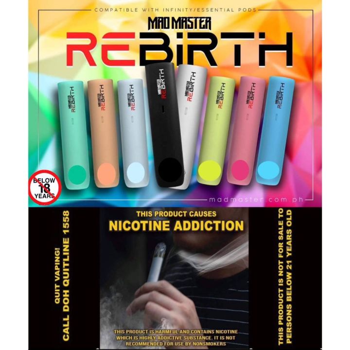 MadMaster REBIRTH Device Pod Kit 450mah Rechargeable (FIT RELX PODS ...