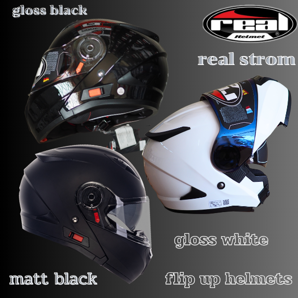 หมวกกันน็อคยกคางREAL STORM matt black,gloss black | Lazada.co.th