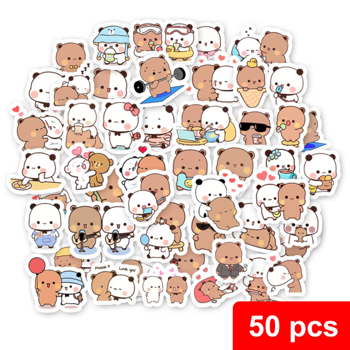 stiker bubu dan dudu sticker beruang dan panda imut lucu anti air untuk ...