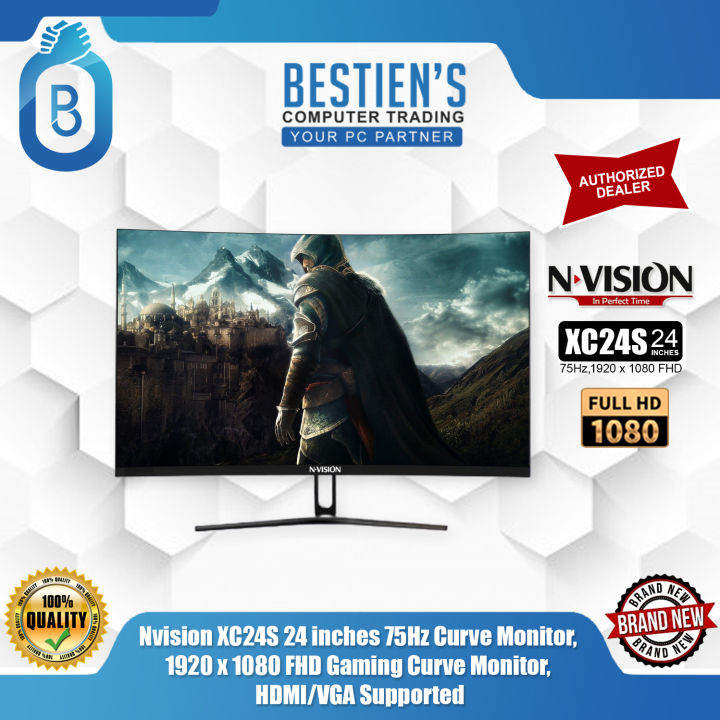 Nvision XC24S 24 inches 75Hz Curve Monitor, 1920 x 1080 FHD Gaming ...
