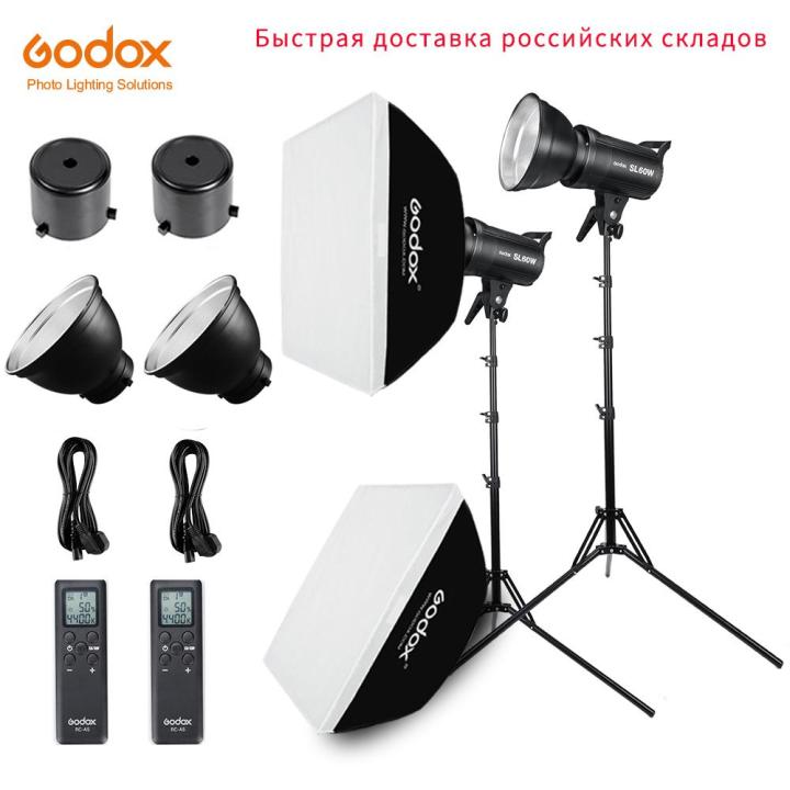 2x Godox SL-60W 60Ws 5600K Studio LED Continuous Photo Video Light + 2x ...