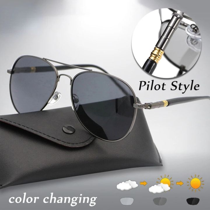 Photochromic Polarized Sunglasses UV400 Pilot Style Color-changing Lens ...