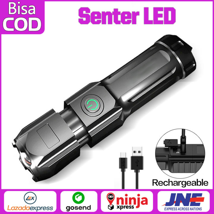 Senter Led Zoom Daya Tinggi Usb Charge 36w Cob Flasslight / Senter ...