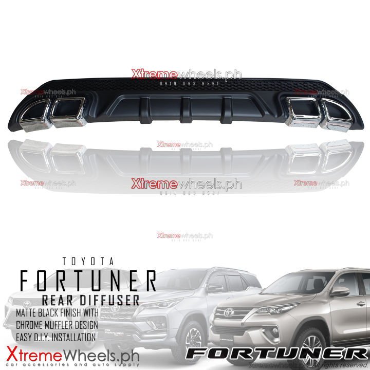 Toyota Fortuner 2016 to 2024 Rear Bumper Diffuser Body Kit Matte Black ...