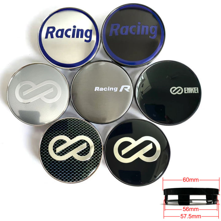 4pc 60mm Enkei Plaid Shading Sticker Car Wheel Centre Sport Rim Cap Fit ...